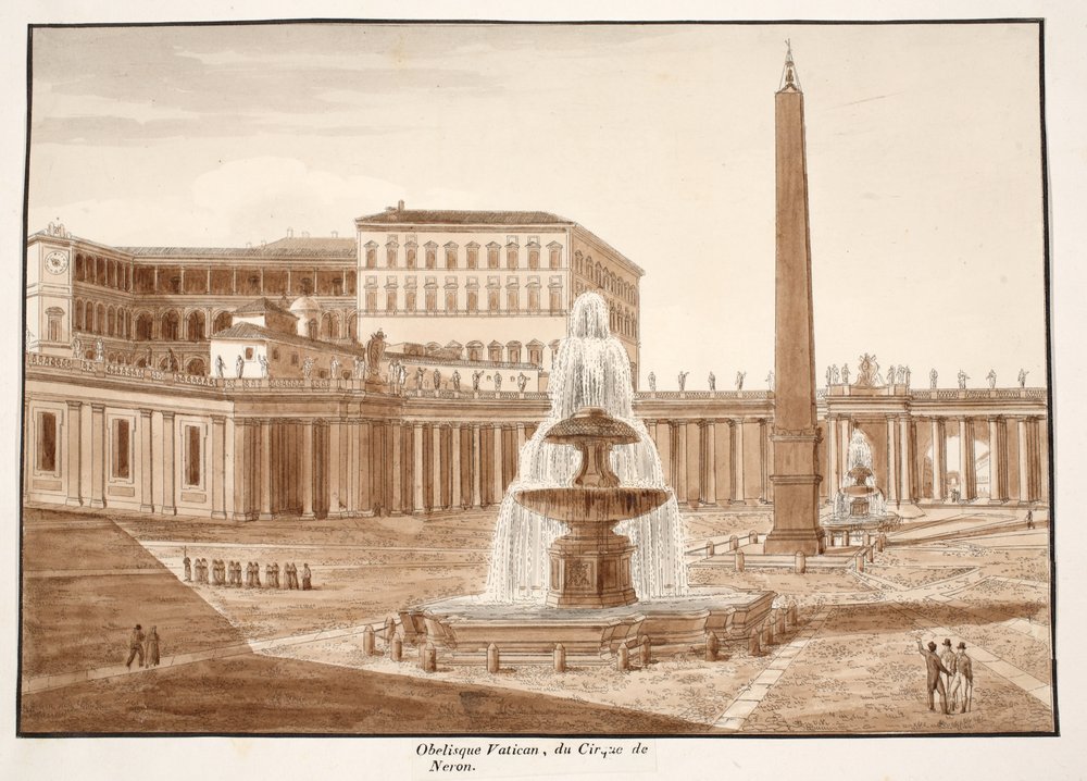 El obelisco del Vaticano, del Circo de Nerón, 1833