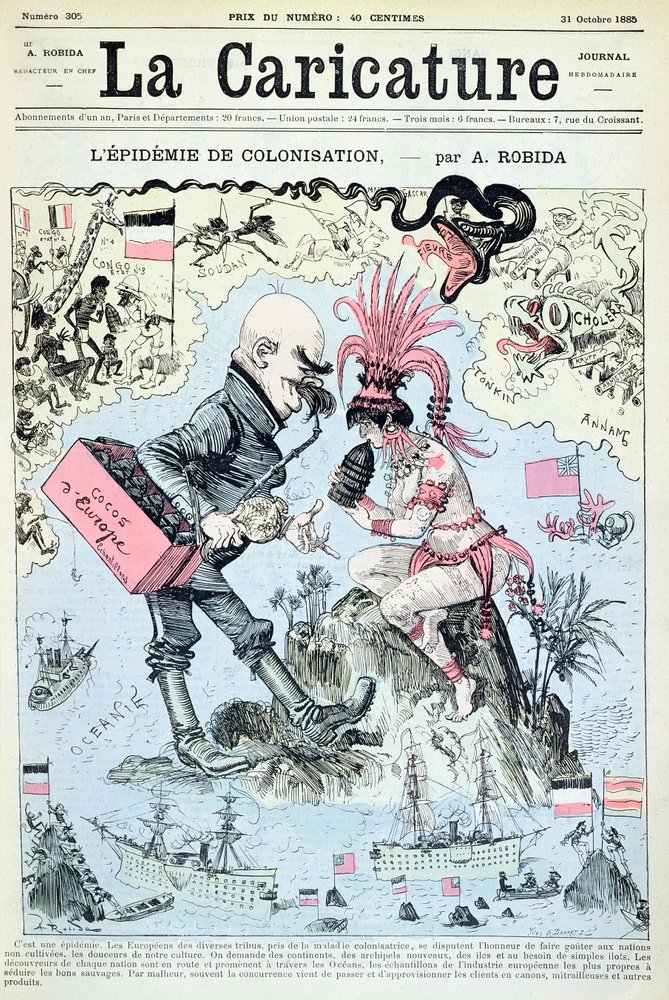 La epidemia de colonización, de 'La Caricature', grabado por Yves und ...