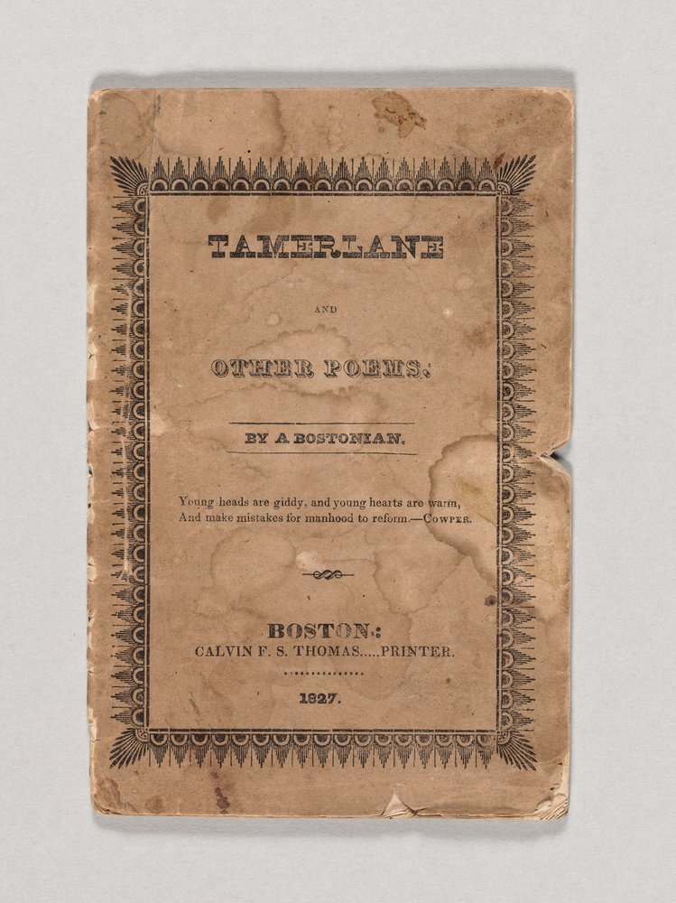 Portada de 'Tamerlane y otros poemas' de Edgar Allan Poe, publicado en 1827