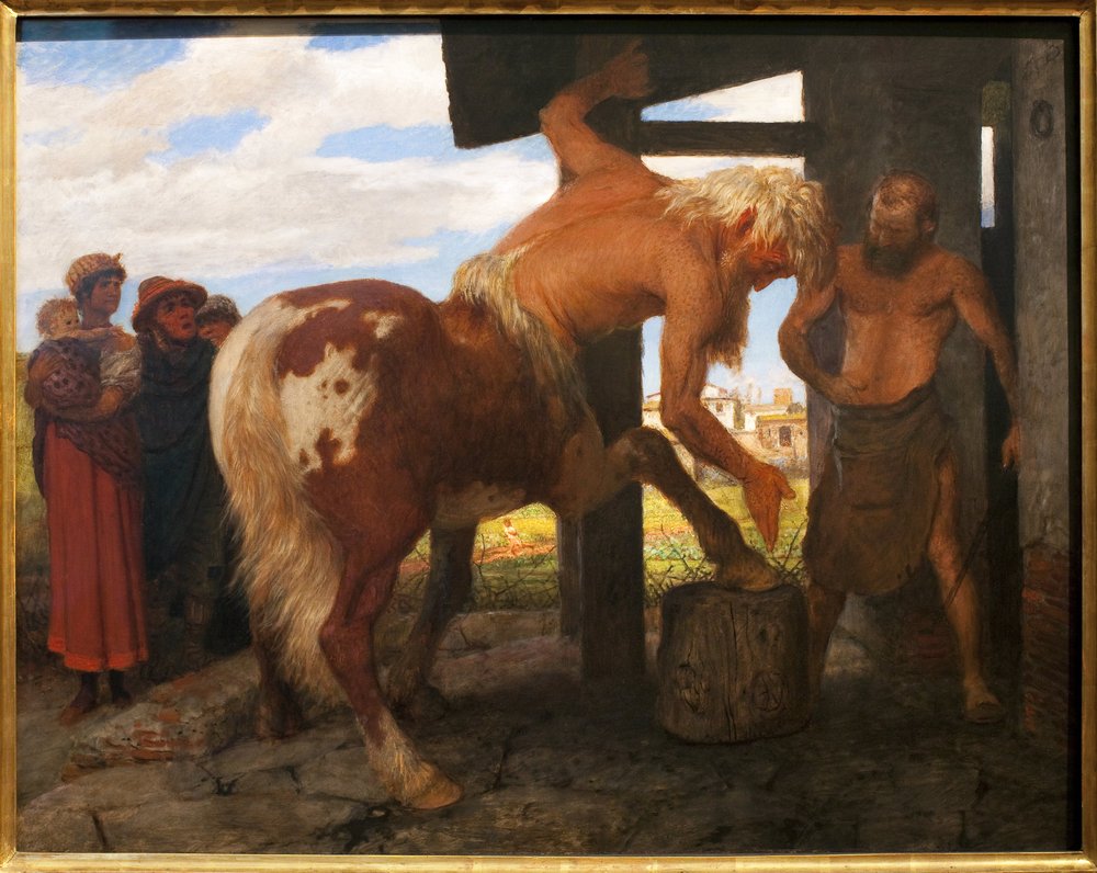 Centauro en la herrería del pueblo | Arnold Böcklin