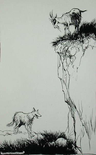 El lobo y la cabra, ilustración de "Fábulas de Esopo", publicada por ...