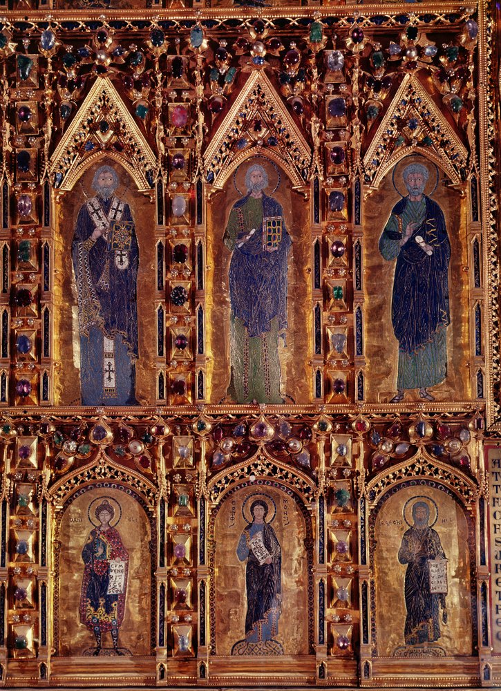 La Pala d'Oro, (detalle) que representa a tres apóstoles coronados por ...