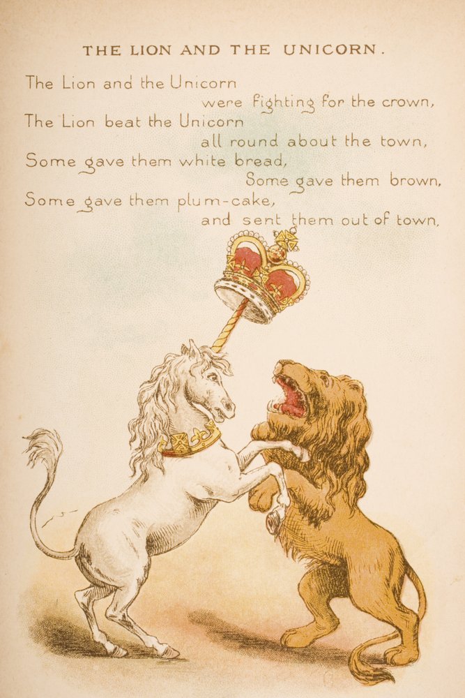 El León y el Unicornio, de 'Old Mother Goose's Rhymes and Tales', publicado por Frederick Warne ...