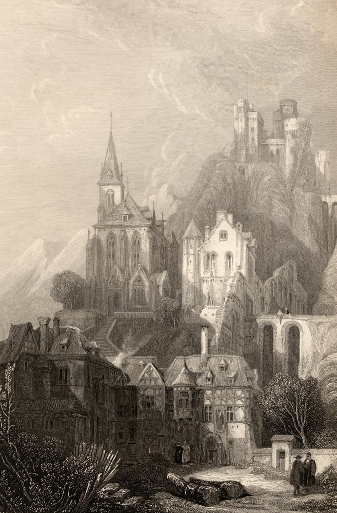 Trarbach, grabado por E.I. Roberts, ilustración de 'Los peregrinos del ...