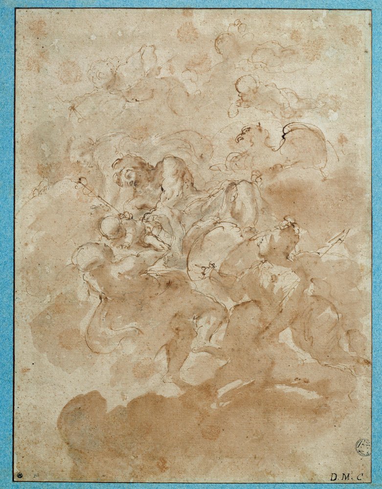 Júpiter confía Baco a Mercure Dibujo con aguada marrón y sangre de ...