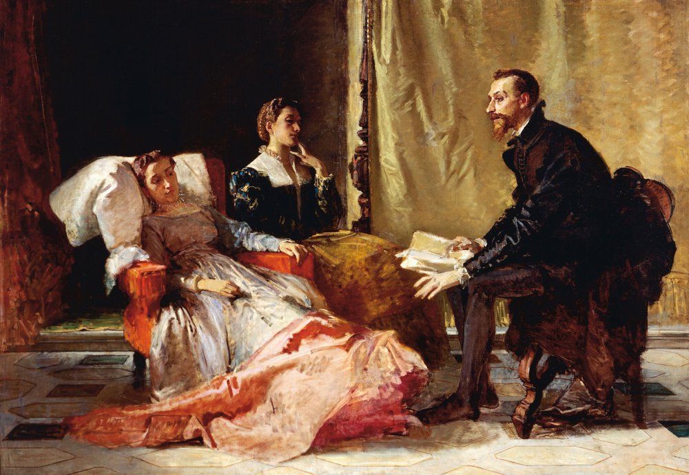 Torquato Tasso leyendo Jerusalén liberada a Eleonora d'Este (detalle)