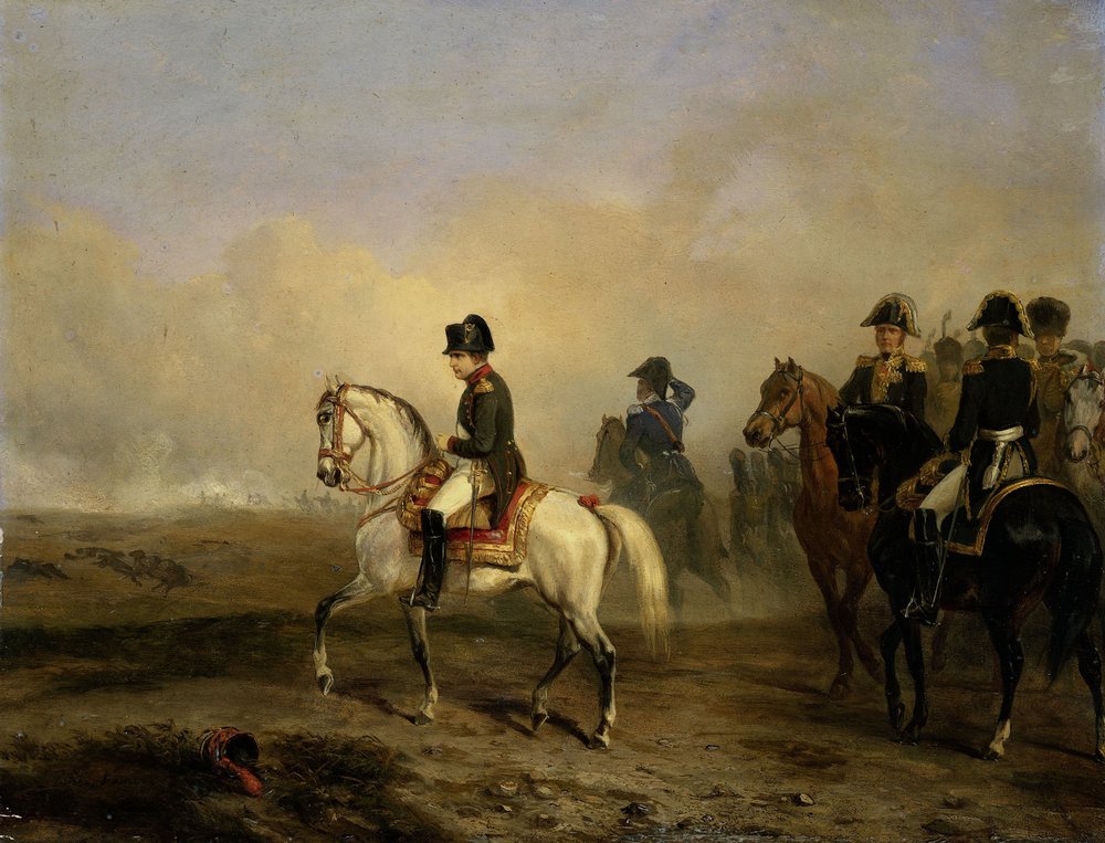 El emperador Napoleón I y su estado mayor a caballo