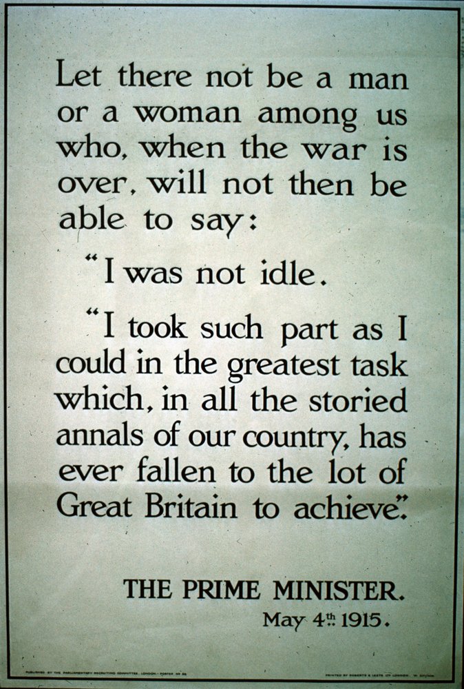 Póster de reclutamiento británico de la Primera Guerra Mundial, 1915