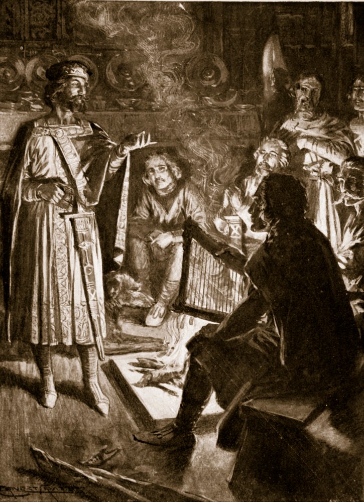 El rey Canuto y el poeta, ilustración de 'La historia de la nación ...