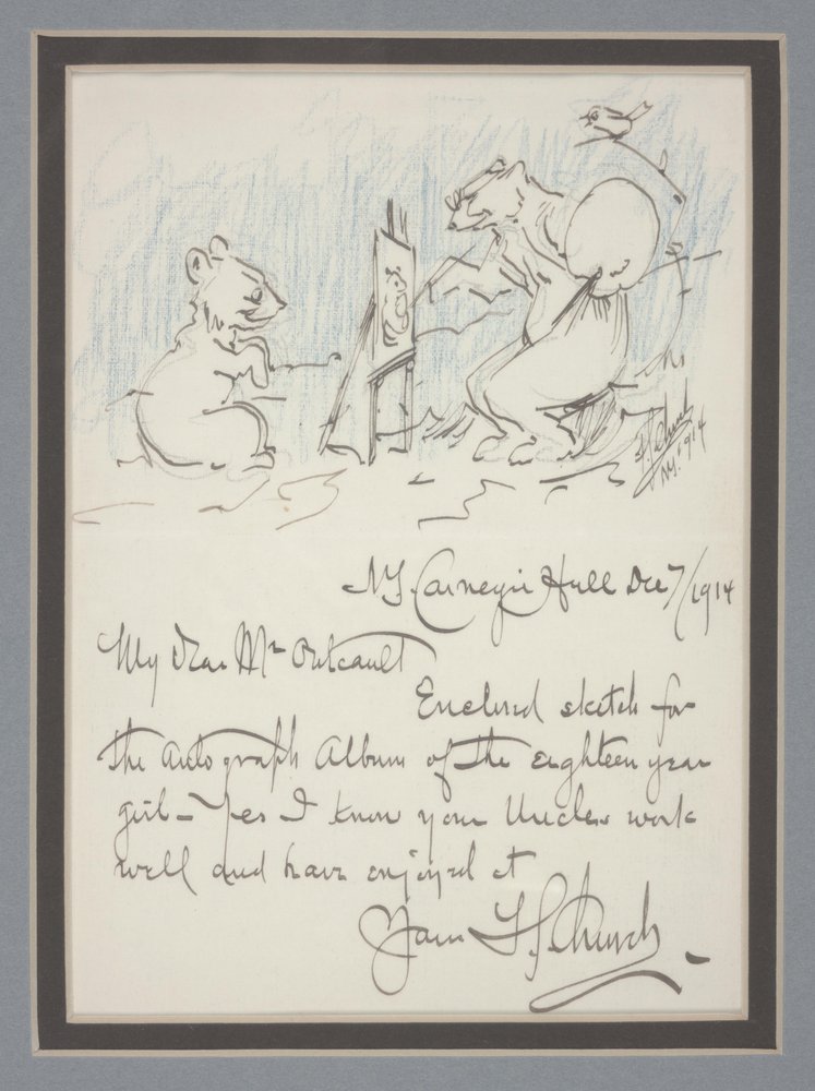 Carta autógrafa con boceto | Frederick Stuart Church