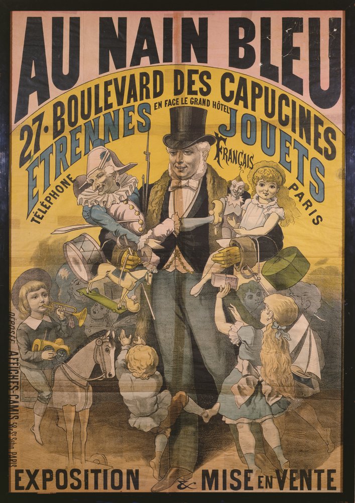 Póster publicitario de Au Nain Bleu, c.1890