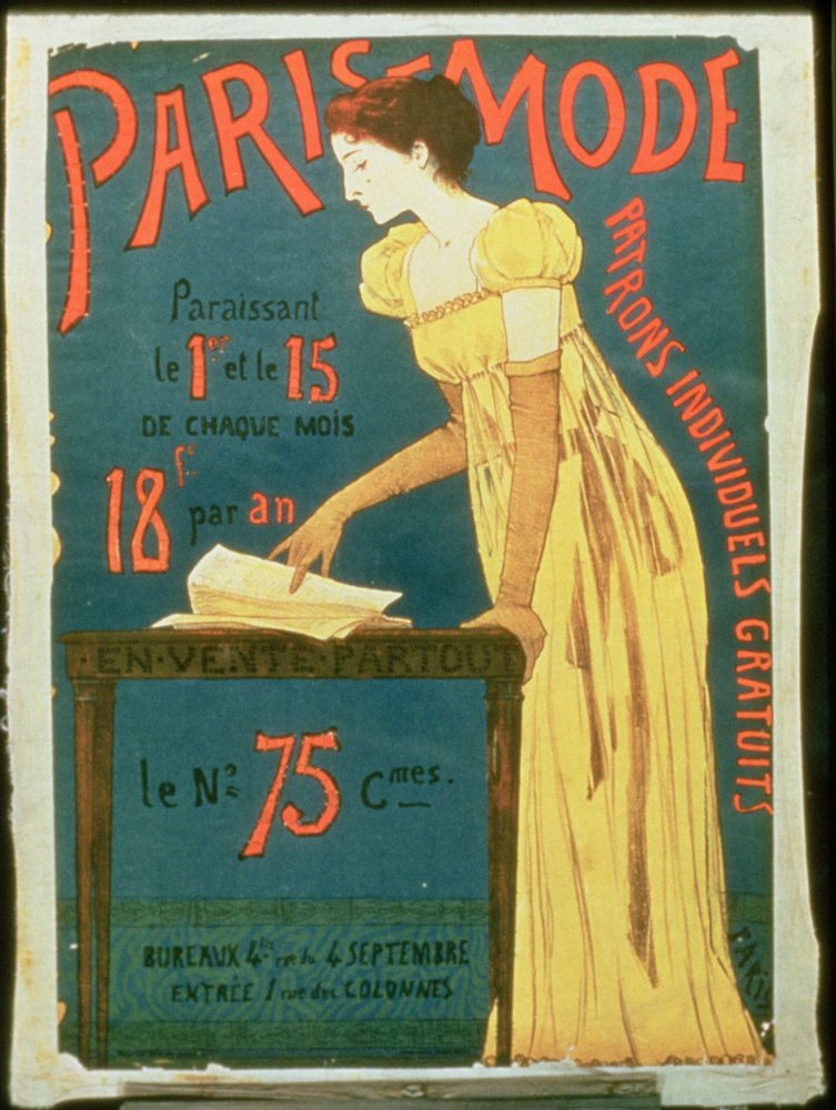 Cartel que anuncia suscripciones a la revista Paris Mode