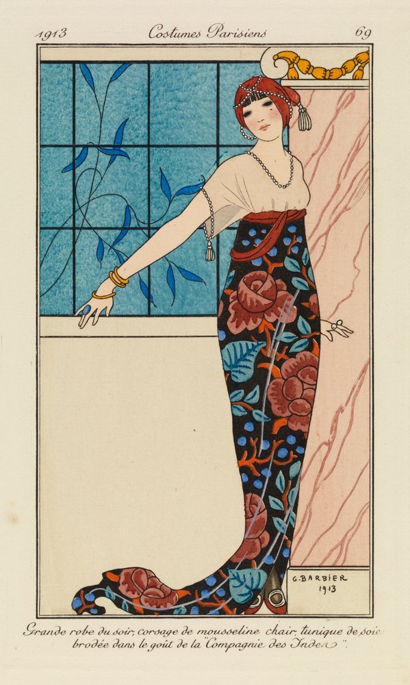 Placa de "Costumes Parisiens | Georges Barbier