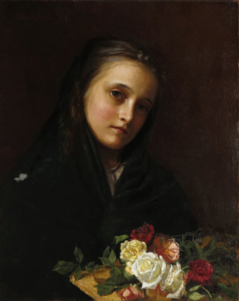Niña con flores | Gilbert Gaul | Impresión de arte