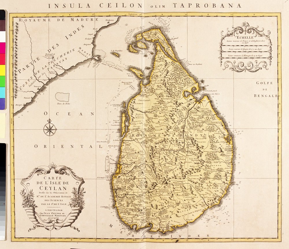 Mapa de la isla de Ceilán (Sri Lanka) (grabado)