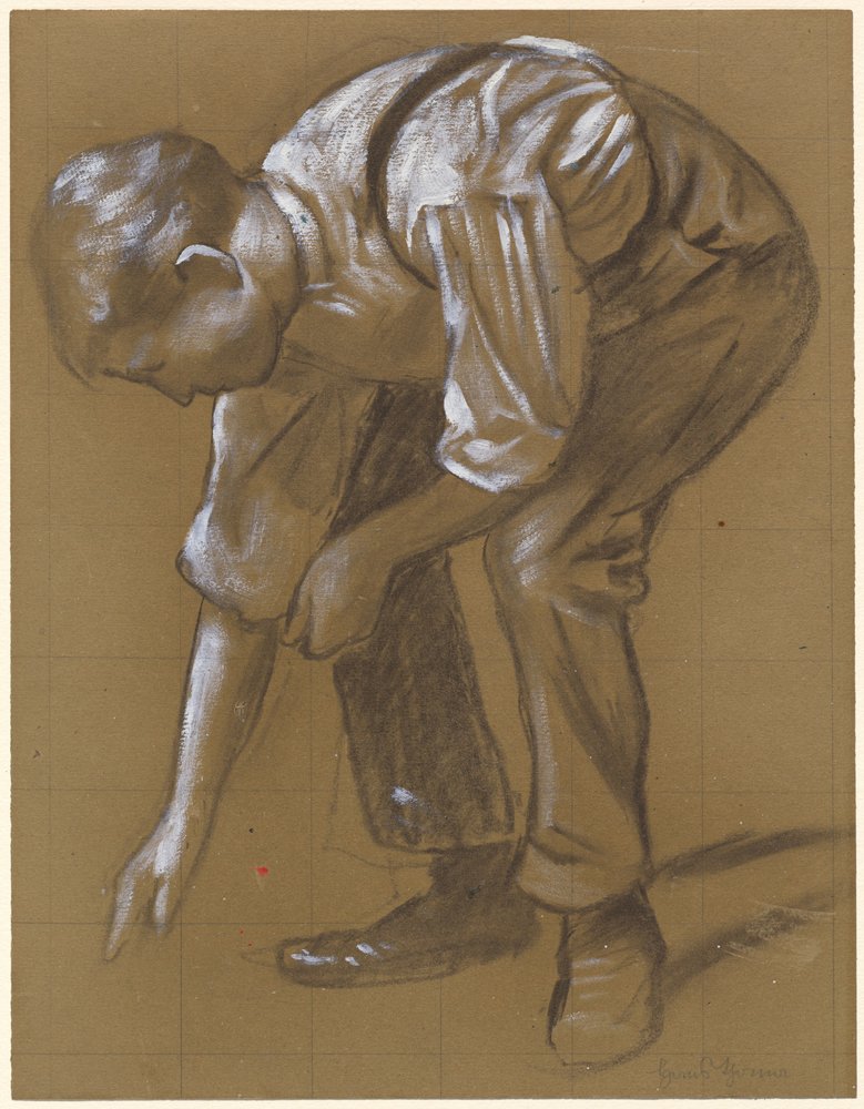 Un hombre agachado | Hans Thoma | Impresión de arte