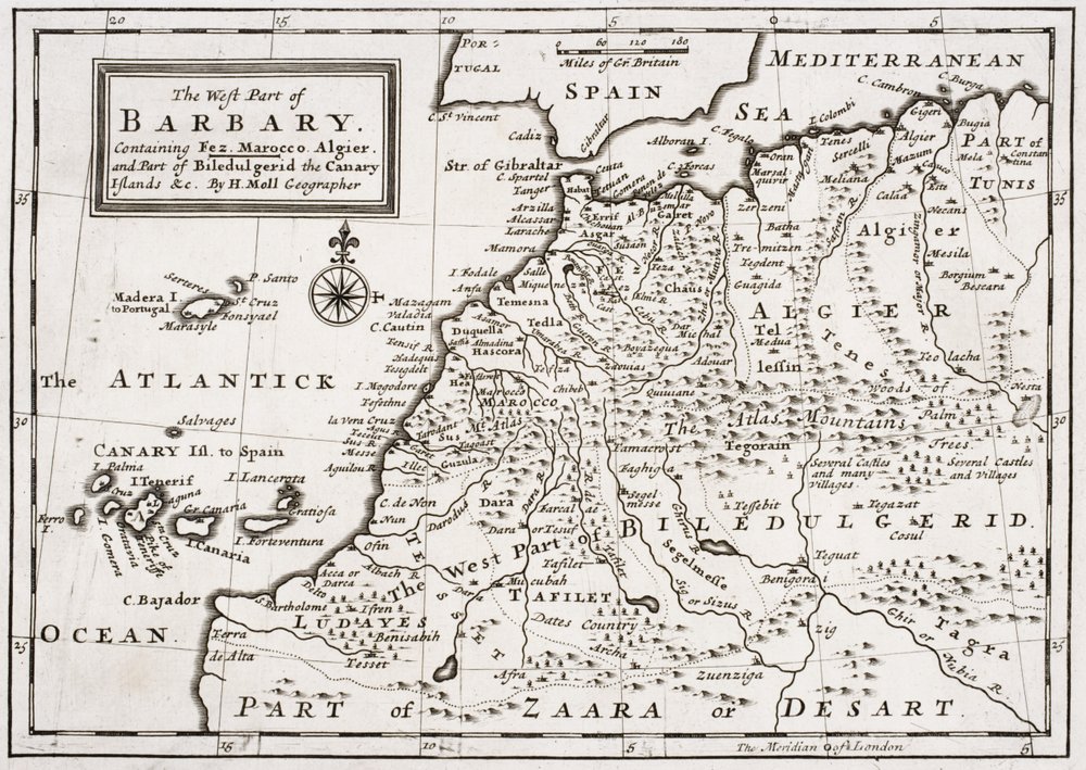 Mapa de la Parte Oeste de Berbería, c.1720 | Hermann Moll