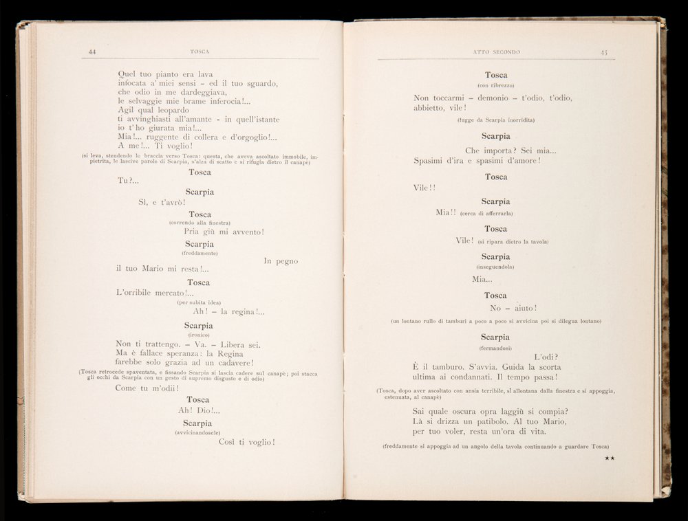 Libreto de La Tosca de Giacomo Puccini, Edición Ricordi, Italia