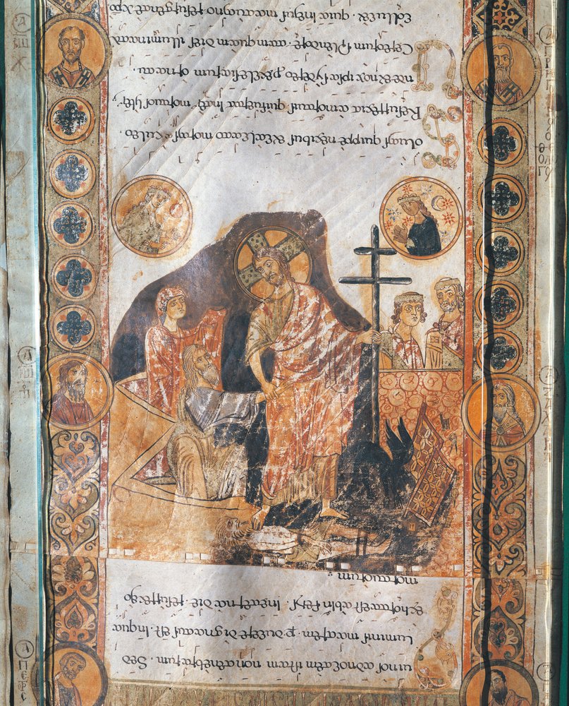 Miniatura que representa la Resurrección de Jesucristo de Exultet I