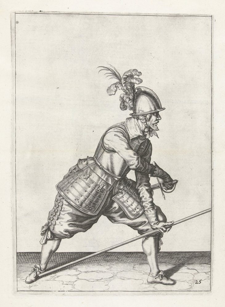 Soldado con lanza desenvainando espada, c.1600