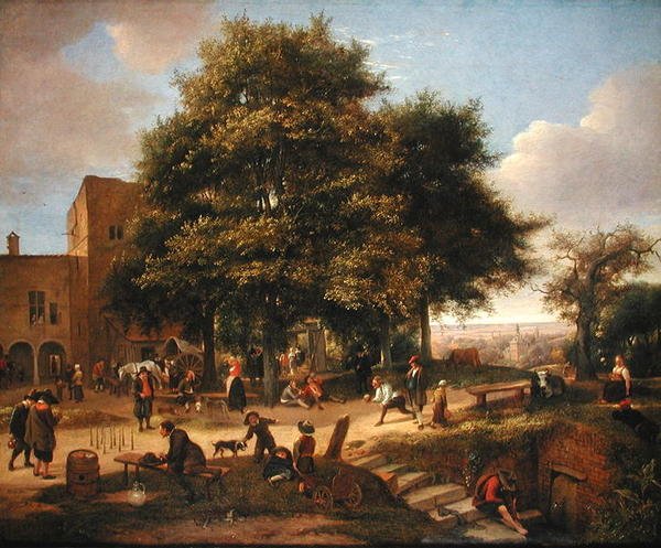 Una posada rural con jugadores de bolos | Impresión de arte