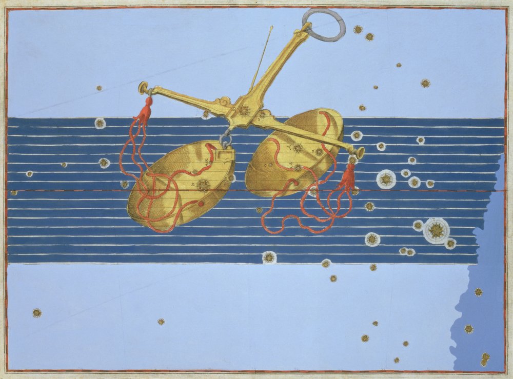 Constelación de Libra, de 'Uranometria' por Johann Bayer, grabado por ...