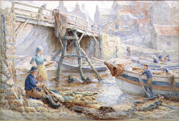 Remendando las redes, Staithes | John H. Parkyn