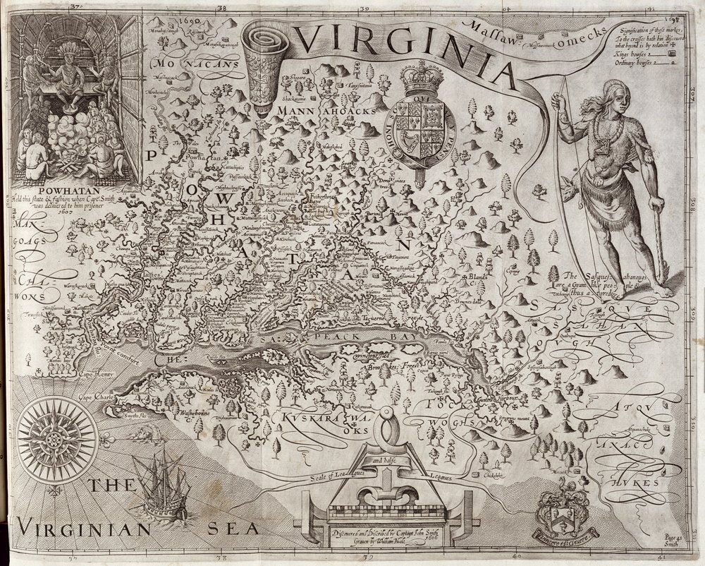 Mapa de Virginia, descubierto y descrito por el Capitán John Smith ...