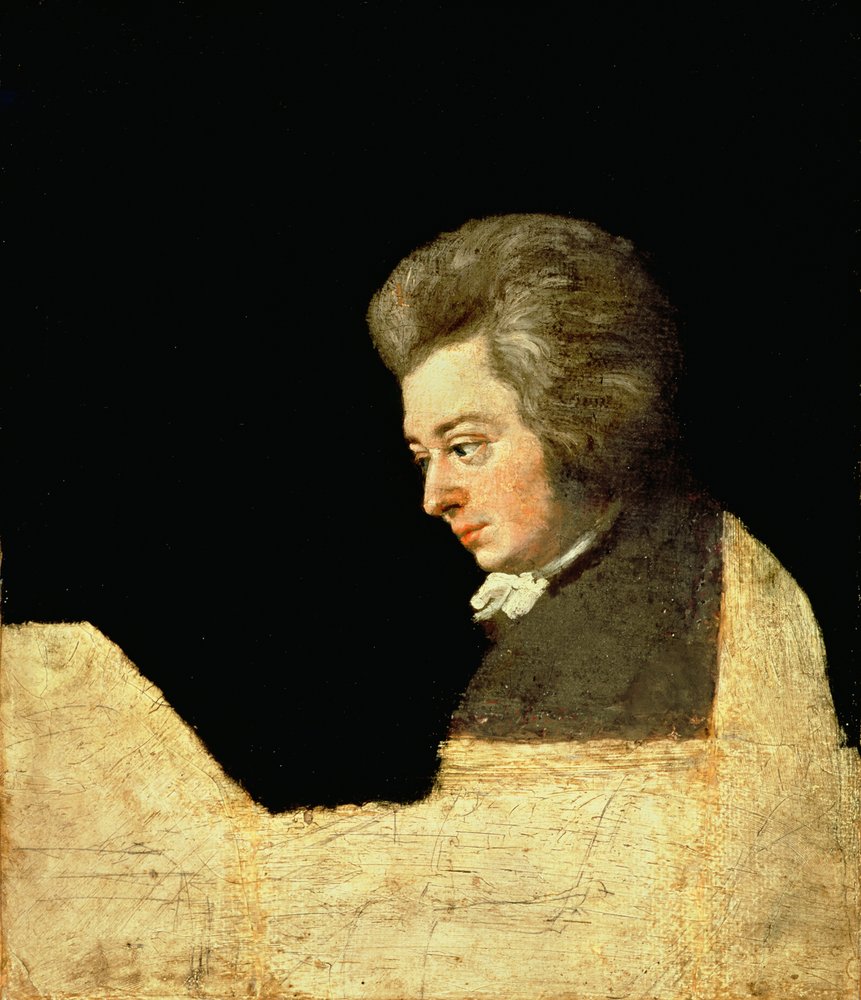 Retrato de Wolfgang Amadeus Mozart (1756-91) al piano