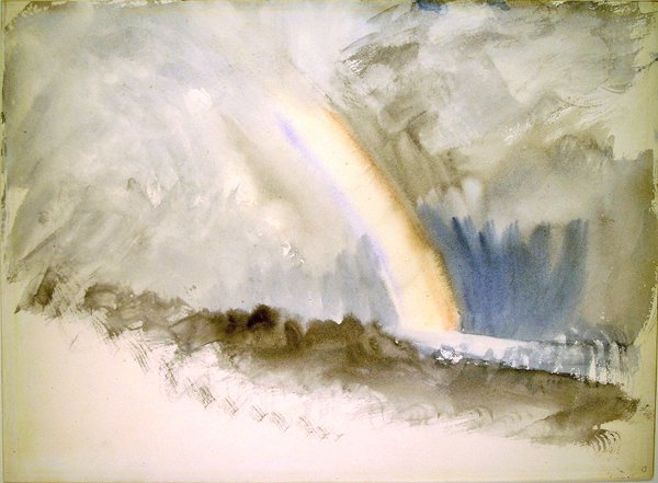 Paisaje tormentoso con un arco iris | Impresión de arte