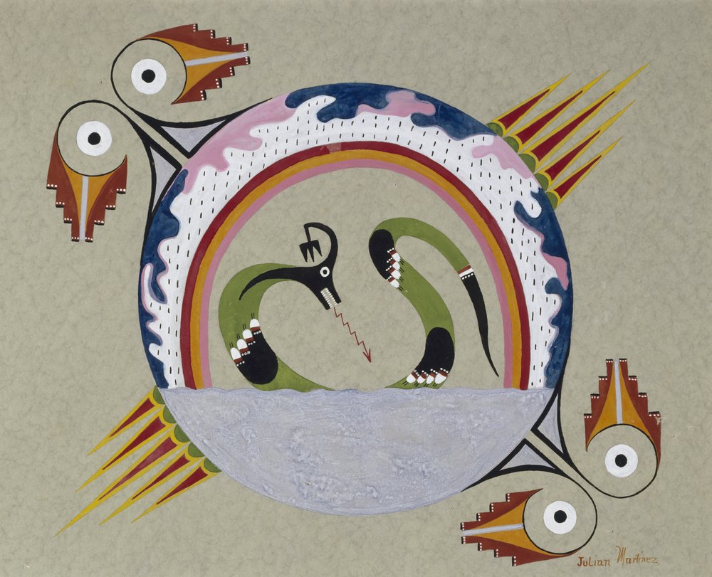 Diseño convencionalizado de símbolos (Avanyu sagrado)