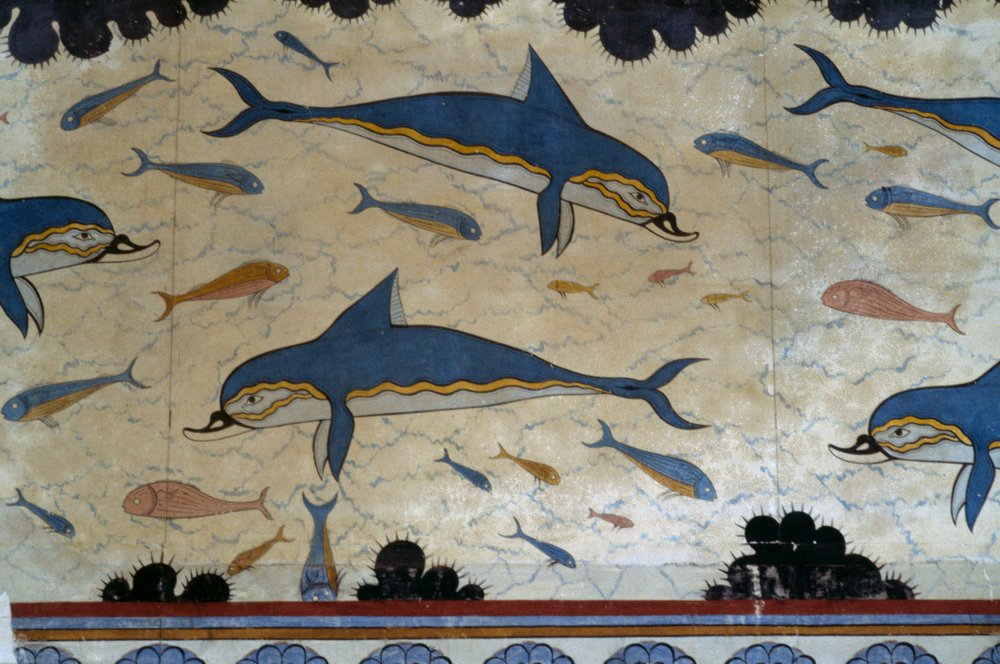 Megaron de la Reina decorado con frescos de delfines, Palacio de ...