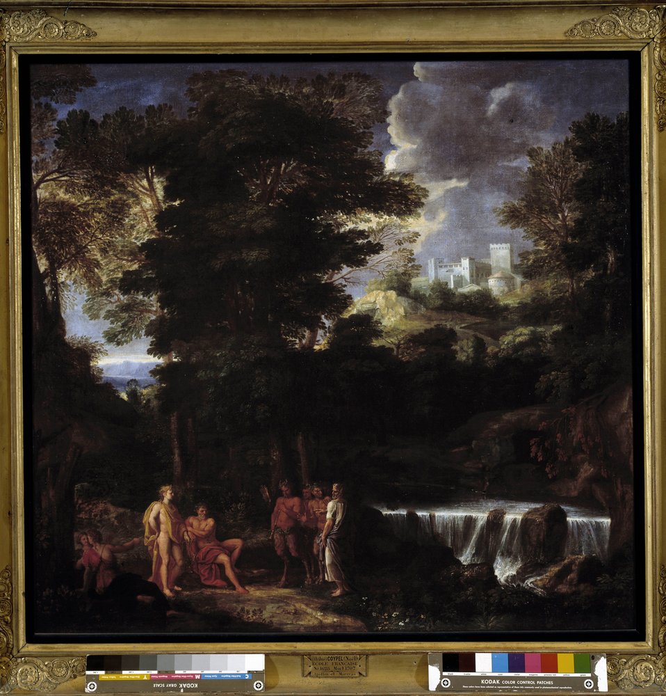 Marsias tocando la flauta ante Apolo y Midas. El sátiro desafía al dios ...