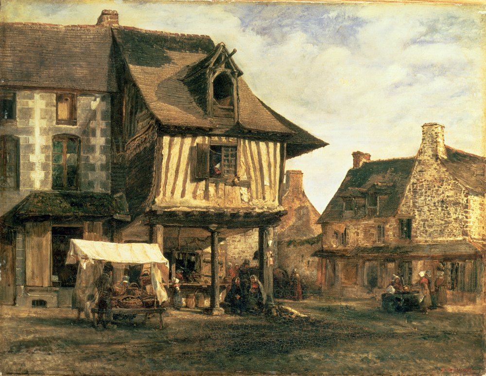 Mercado en Normandía, c.1832 | Impresión de arte