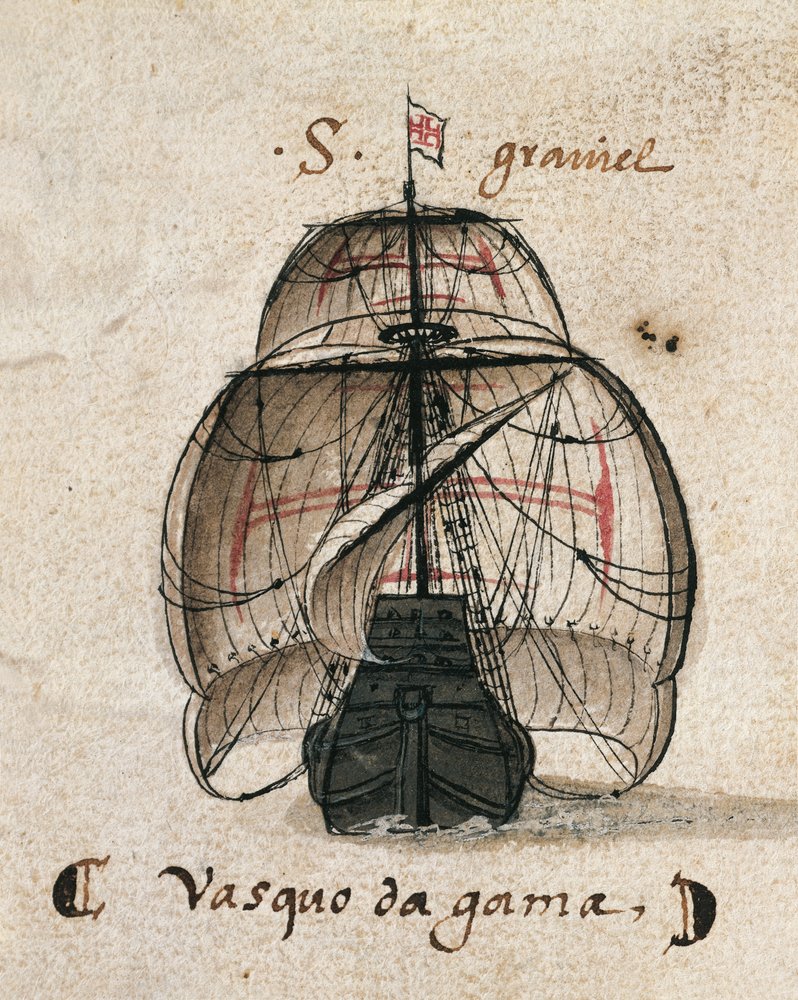 Carabela de Vasco da Gama, ilustración de 'Memorias das Armadas...'