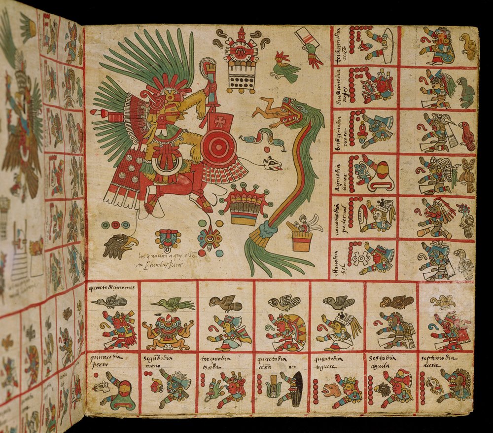Códice Azteca Borbónico, 'Tonalamatl', detalle que representa a ...
