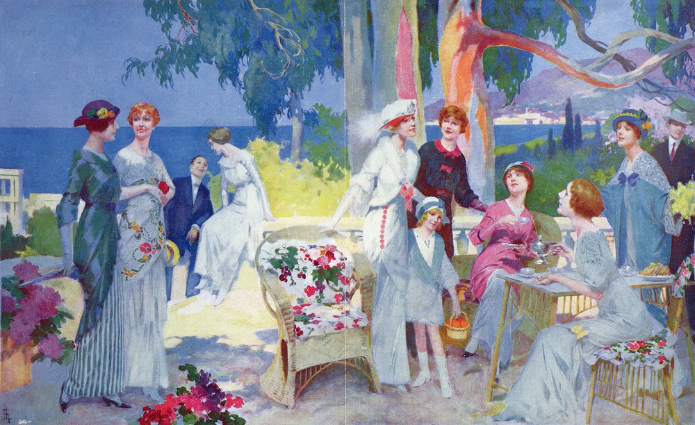 Fiesta de té en un jardín en la Riviera Francesa, ilustración de 'La ...