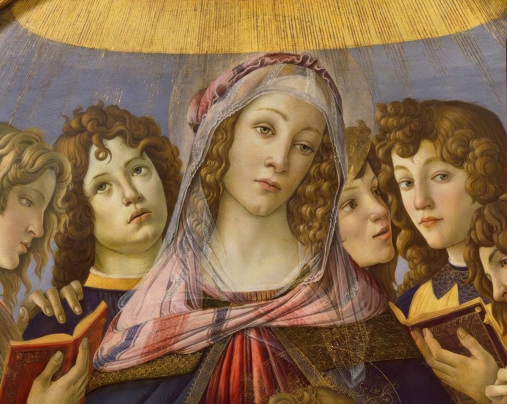 María con el niño y seis ángeles | Sandro Botticelli