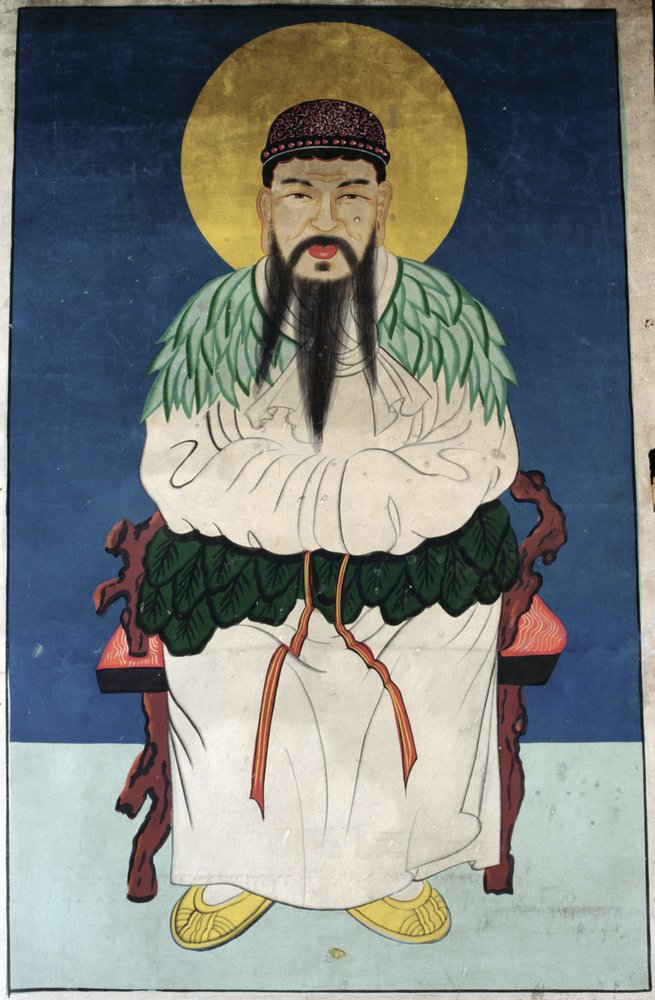 El hombre dios Dangun (pigmento natural sobre papel)