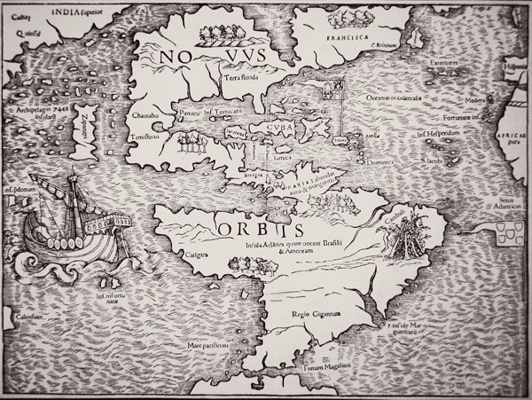 Mapa de América mostrando los océanos Atlántico y Pacífico