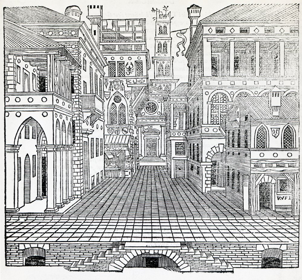 Escena mágica, diseño escénico teatral por Sebastiano Serlio ...