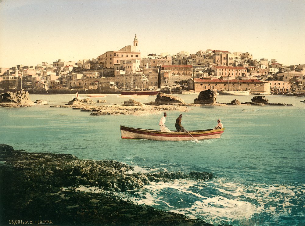 Puerto de Jaffa con la ciudad al fondo, c.1880-1900