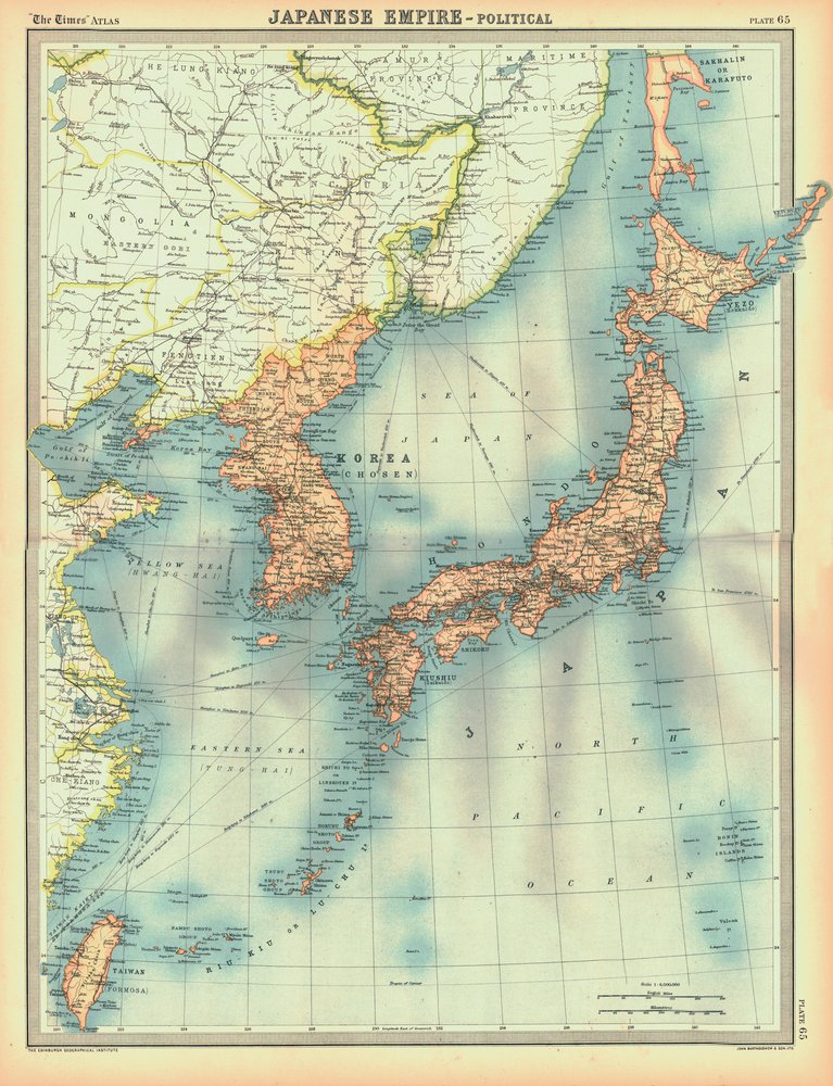 Mapa político del Imperio Japonés, principios del siglo XX