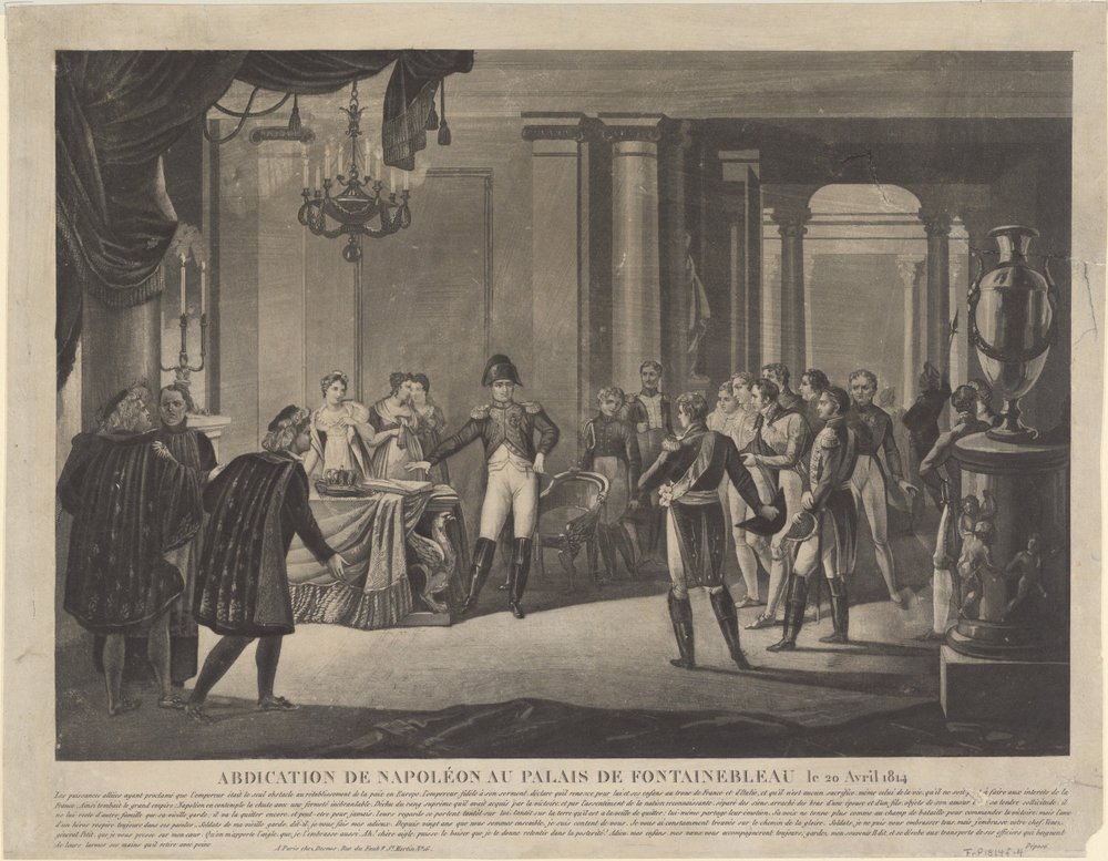 La abdicación de Napoleón en Fontainebleau, 1814