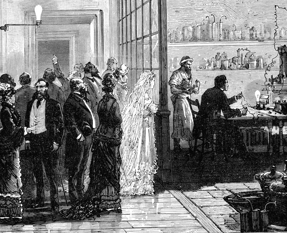 Thomas Edison experimentando con lámparas eléctricas el día de su boda ...