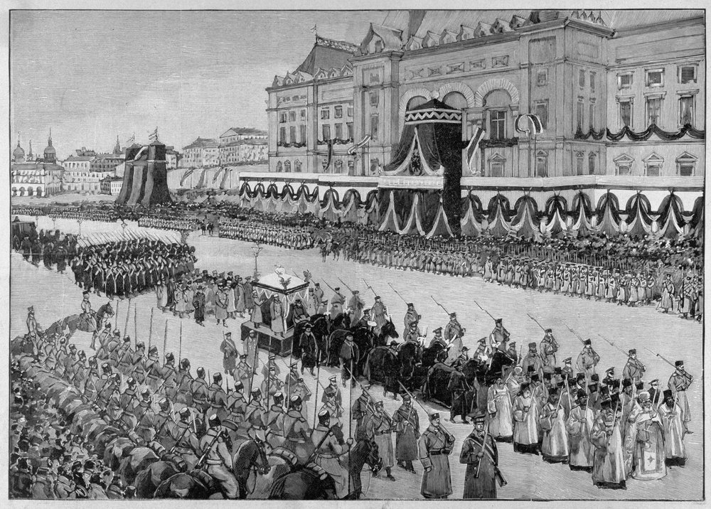Ilustración que representa el funeral del Zar Alejandro III en 1894 ...
