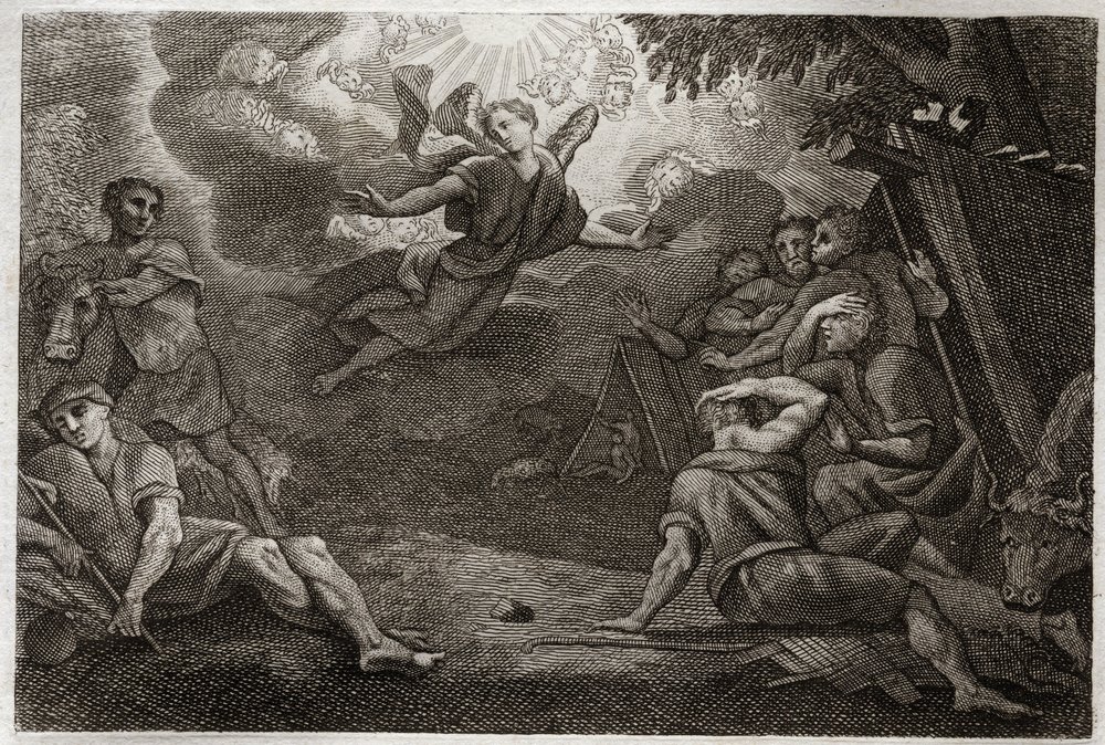 Biblia de Royaumont, Nuevo Testamento: Pastores en el Pesebre. Un ángel ...