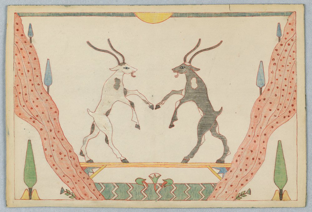 Las Dos Cabras, Ilustración para las Fábulas de Esopo