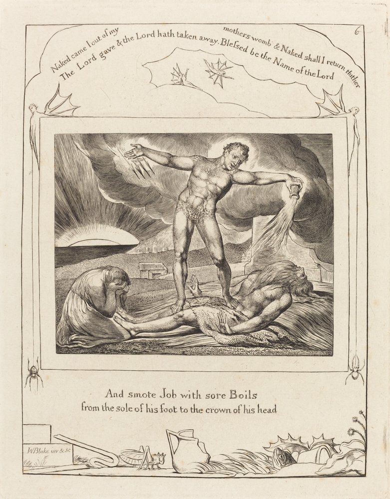 Satanás golpeando a Job con llagas | William Blake