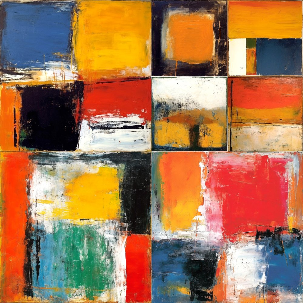 Cuadros cuadrados abstractos de colores Pintura en lienzo, impresiones ...